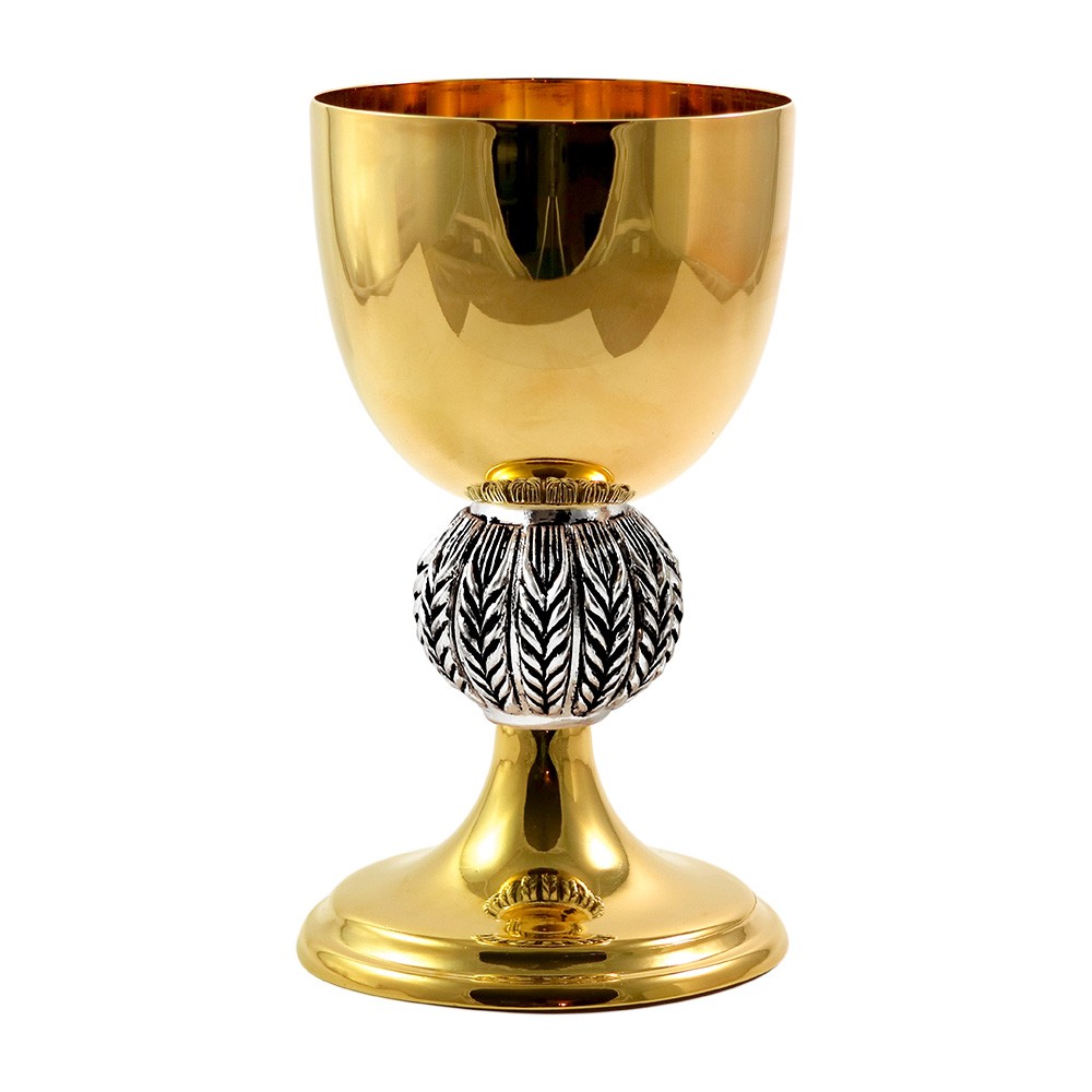 Chalice in brass with decorated node