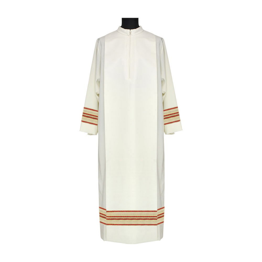 Liturgical alb with red band