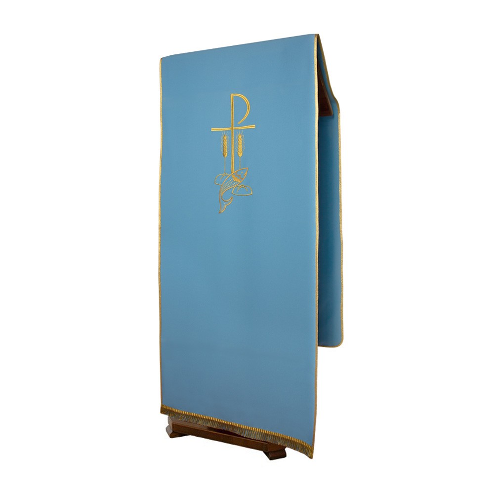 Embroidered lectern cover of light blue color