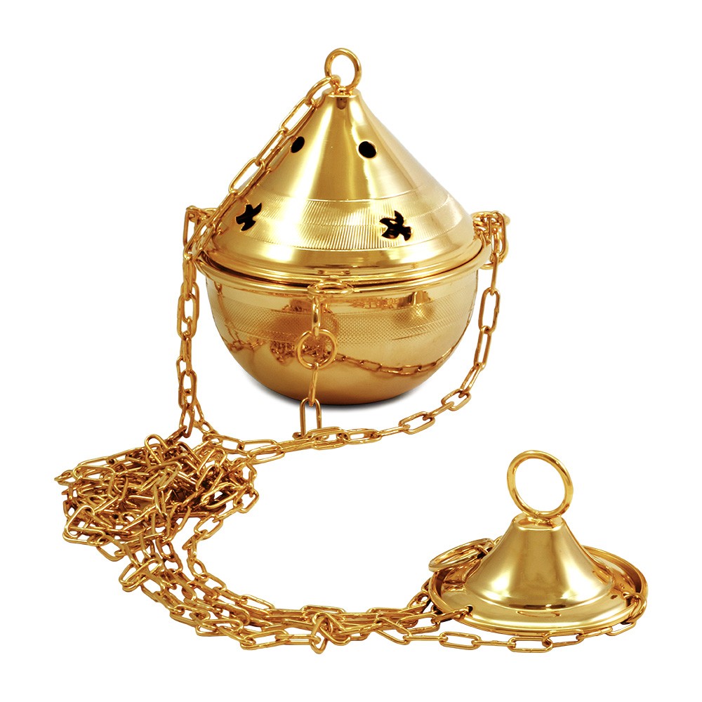 Thurible with dove-shaped holes in brass