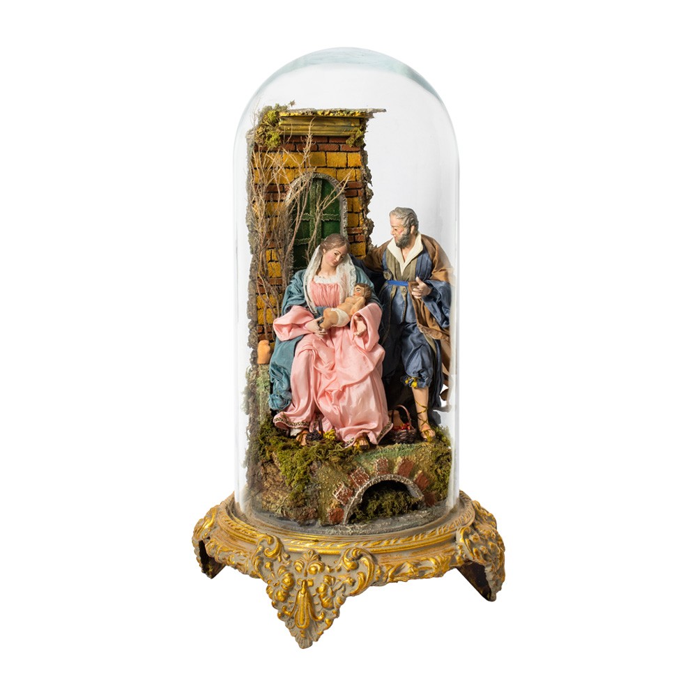 Neapolitan nativity scene inside a glass bell Myriam
