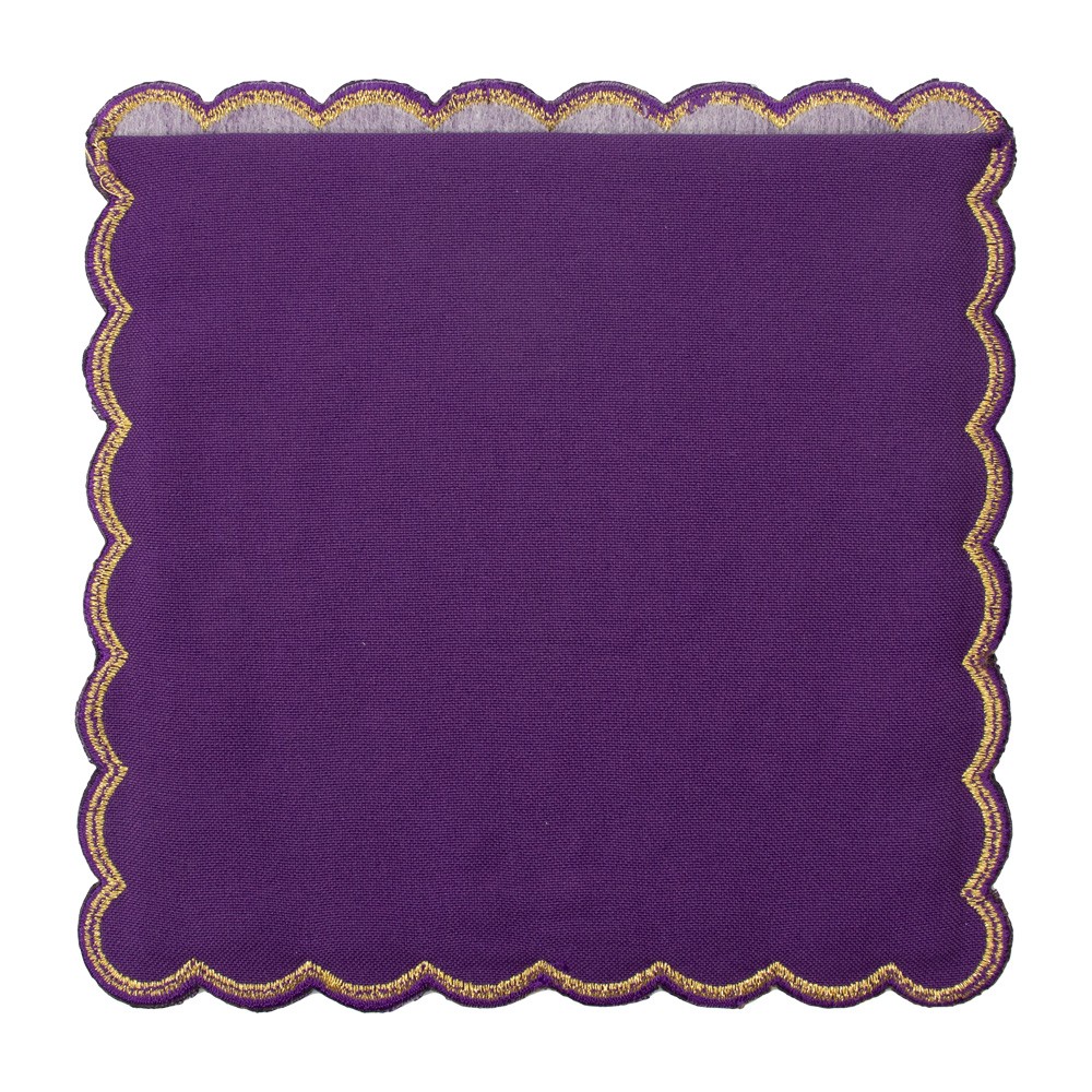 Purple chalice veil (pall) with JHS embroidery Myriam Arte Sacra