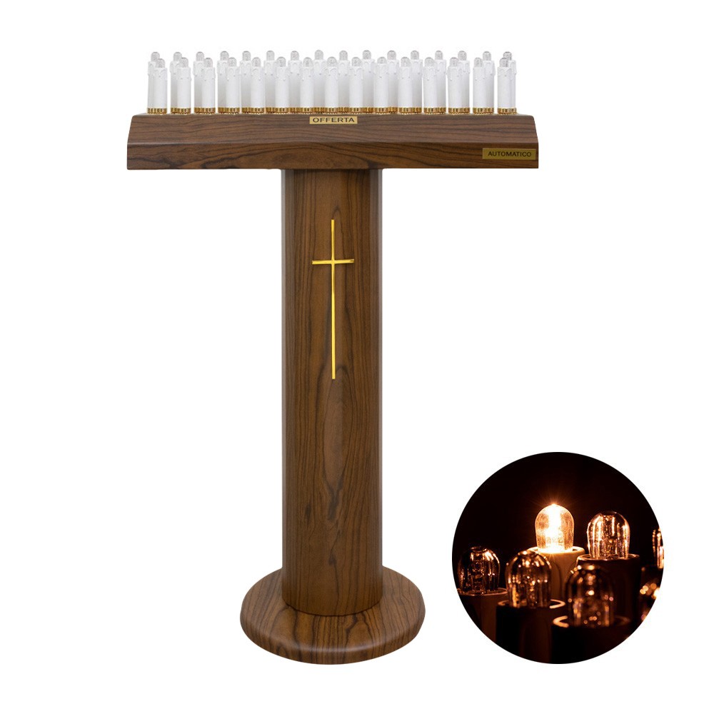 Electric votive stand with 31 LED candles in brown metal | Myriam