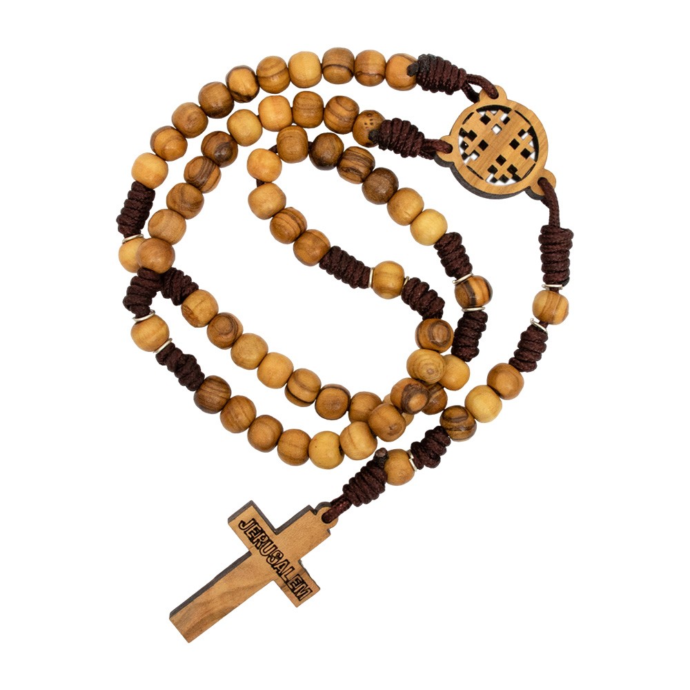 Olive Wood Rosary with Jerusalem Cross | Myriam