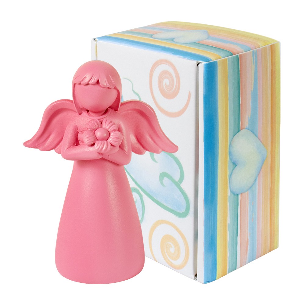 Angel statue with flower in colored resin | Myriam