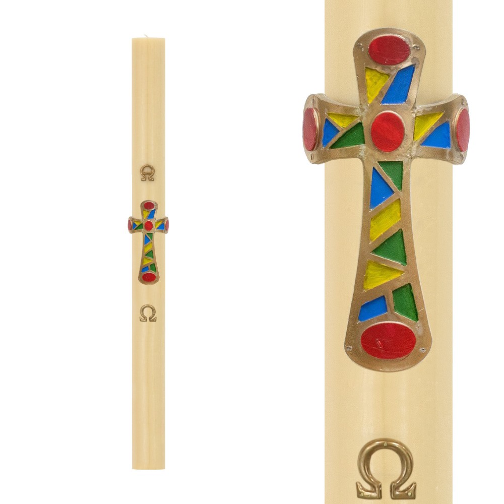 Paschal candle with embossed cross | Myriam