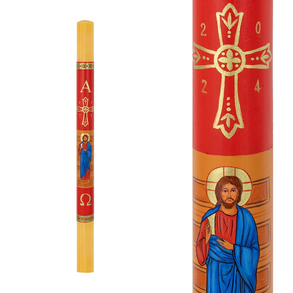 Paschal Candle painted Christ Pantocrator
