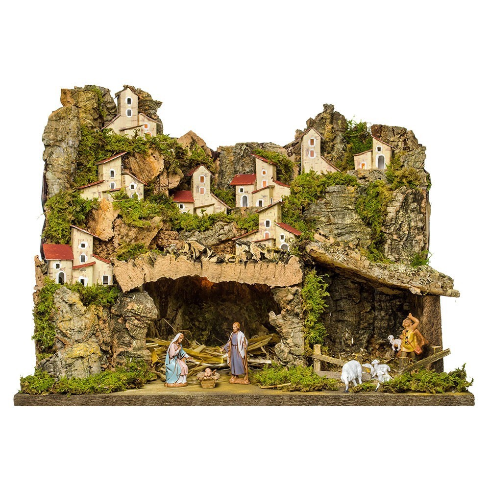 Nativity Scene Complete with Lights, Hut and Stable